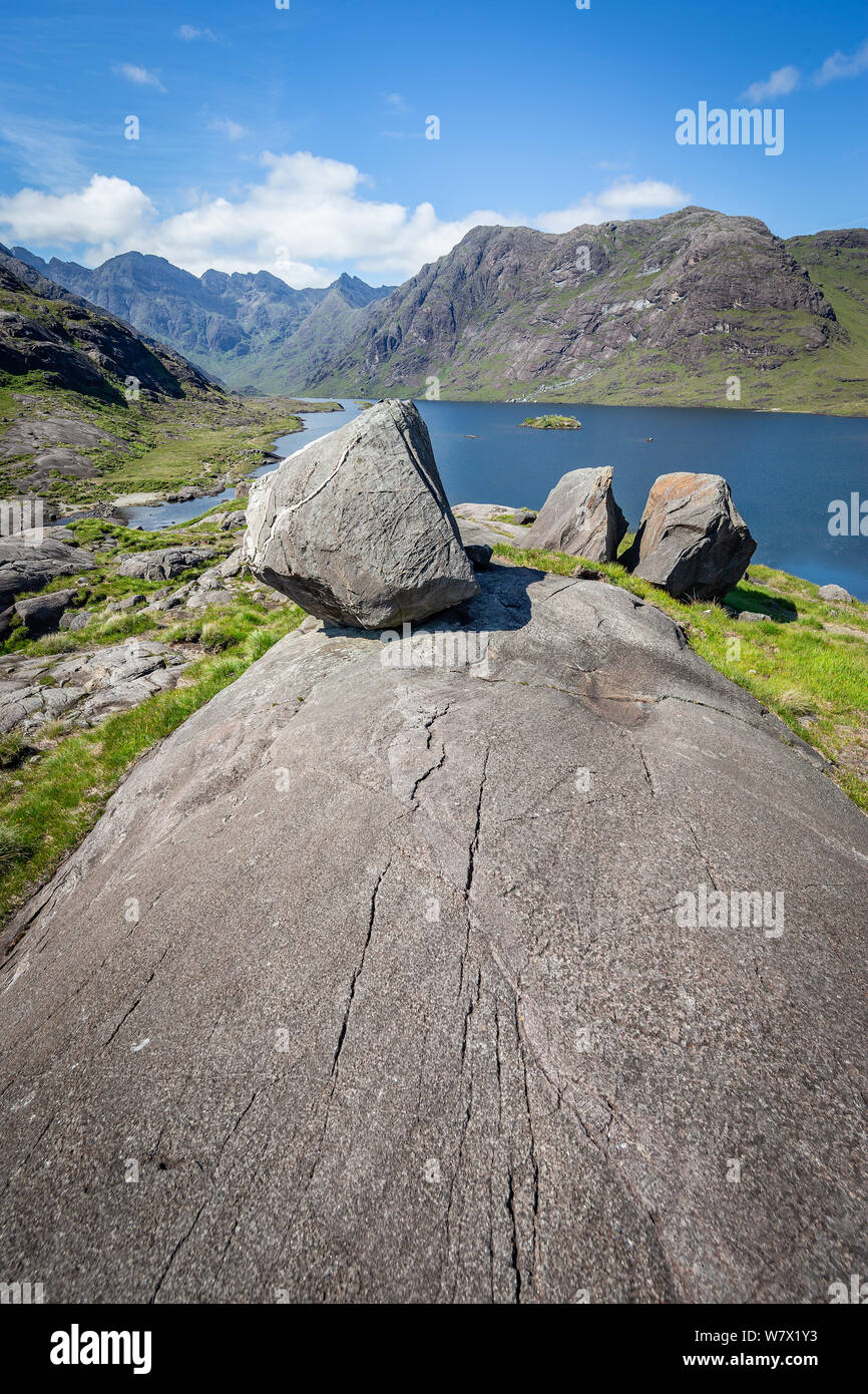 Loch Coruisk on a bright sunny summer afternoon on the Isle of Skye ...