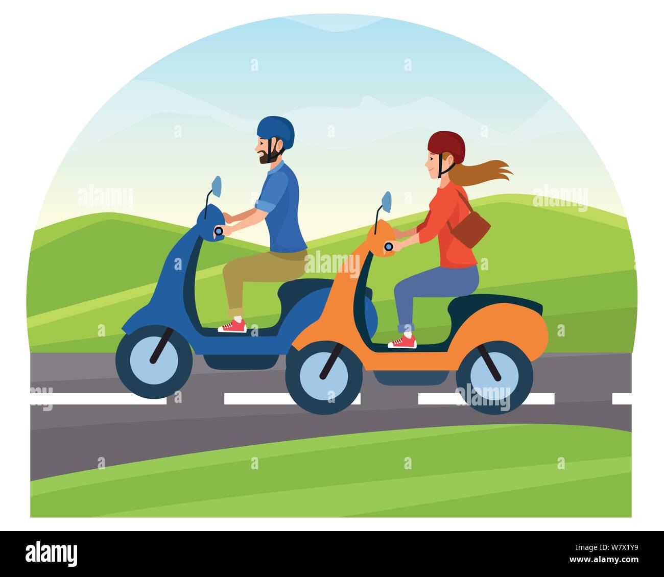People riding scooters motorcycles cartoon Stock Vector Image & Art - Alamy