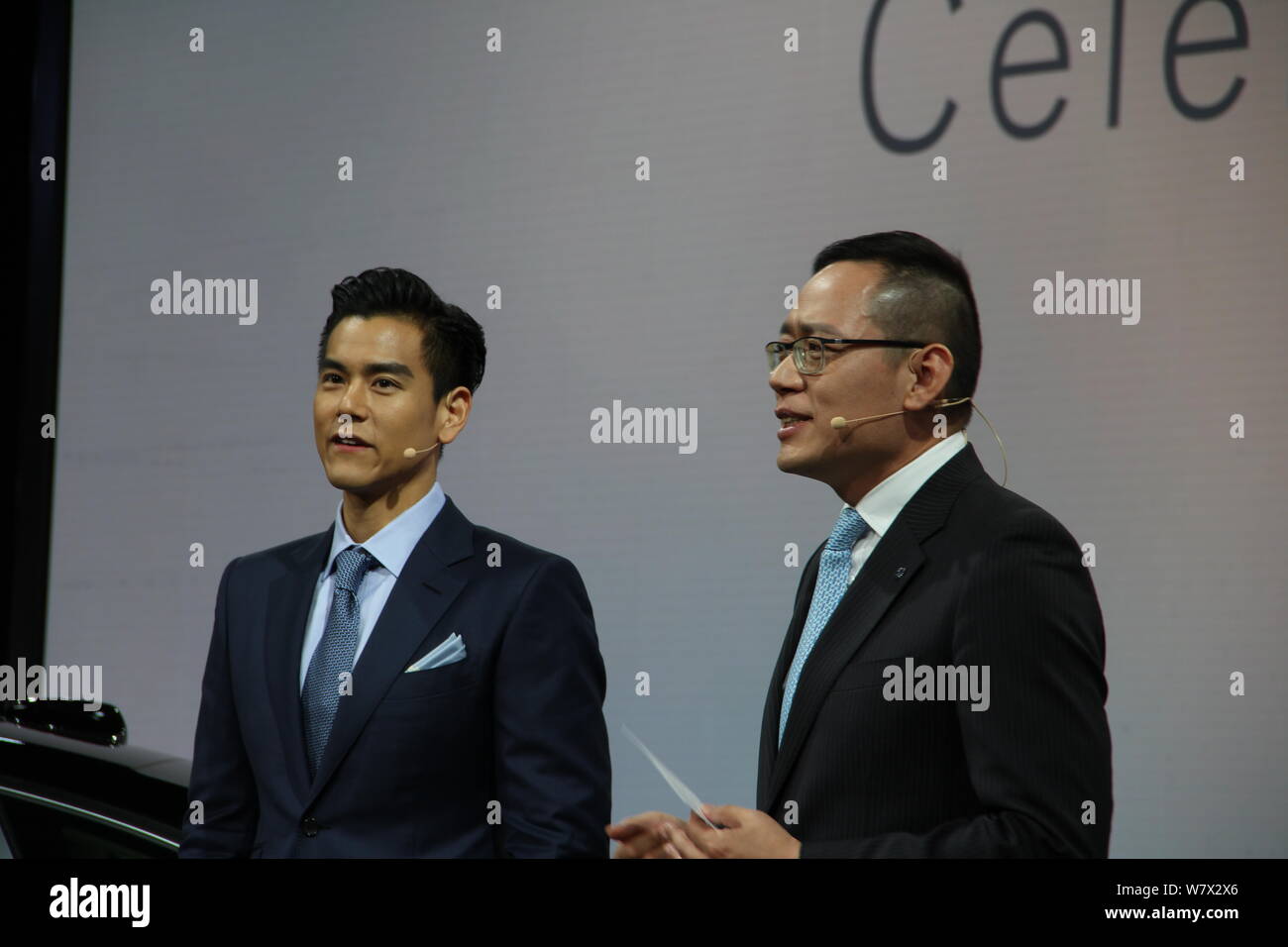 Taiwanese actor Eddie Peng, left, and Xiaolin Yuan, senior vice ...