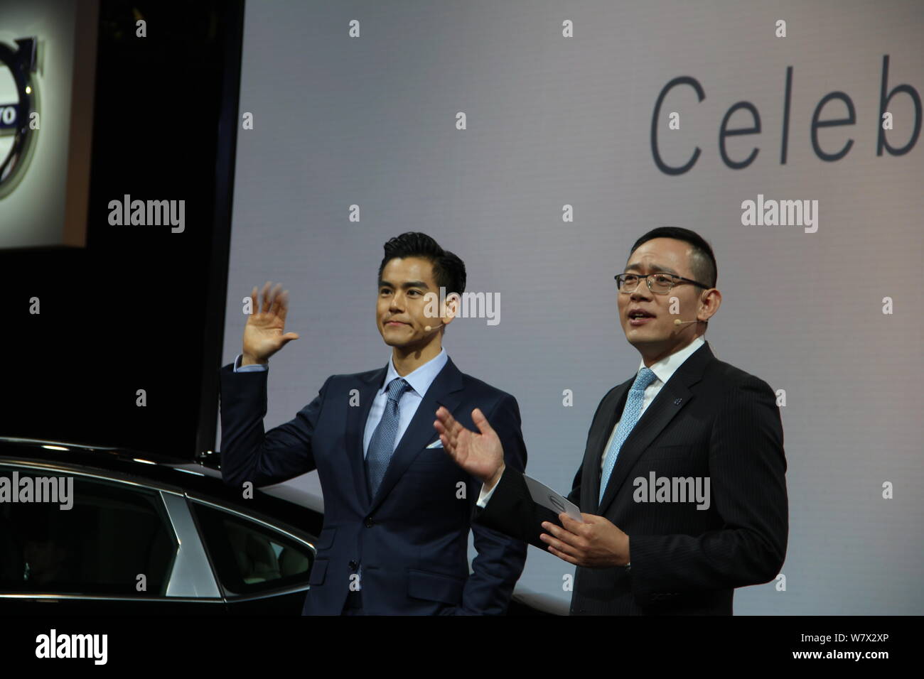 Taiwanese actor Eddie Peng, left, and Xiaolin Yuan, senior vice ...