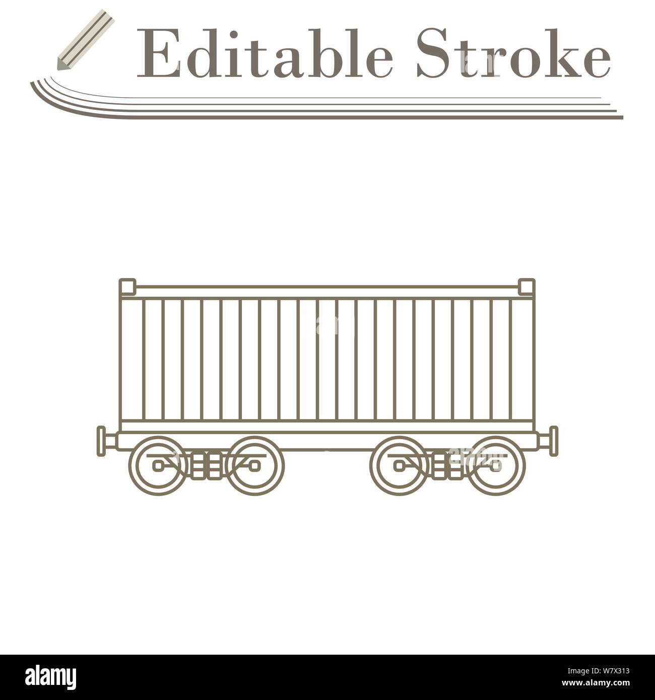 Railway Cargo Container Icon. Editable Stroke Simple Design. Vector ...