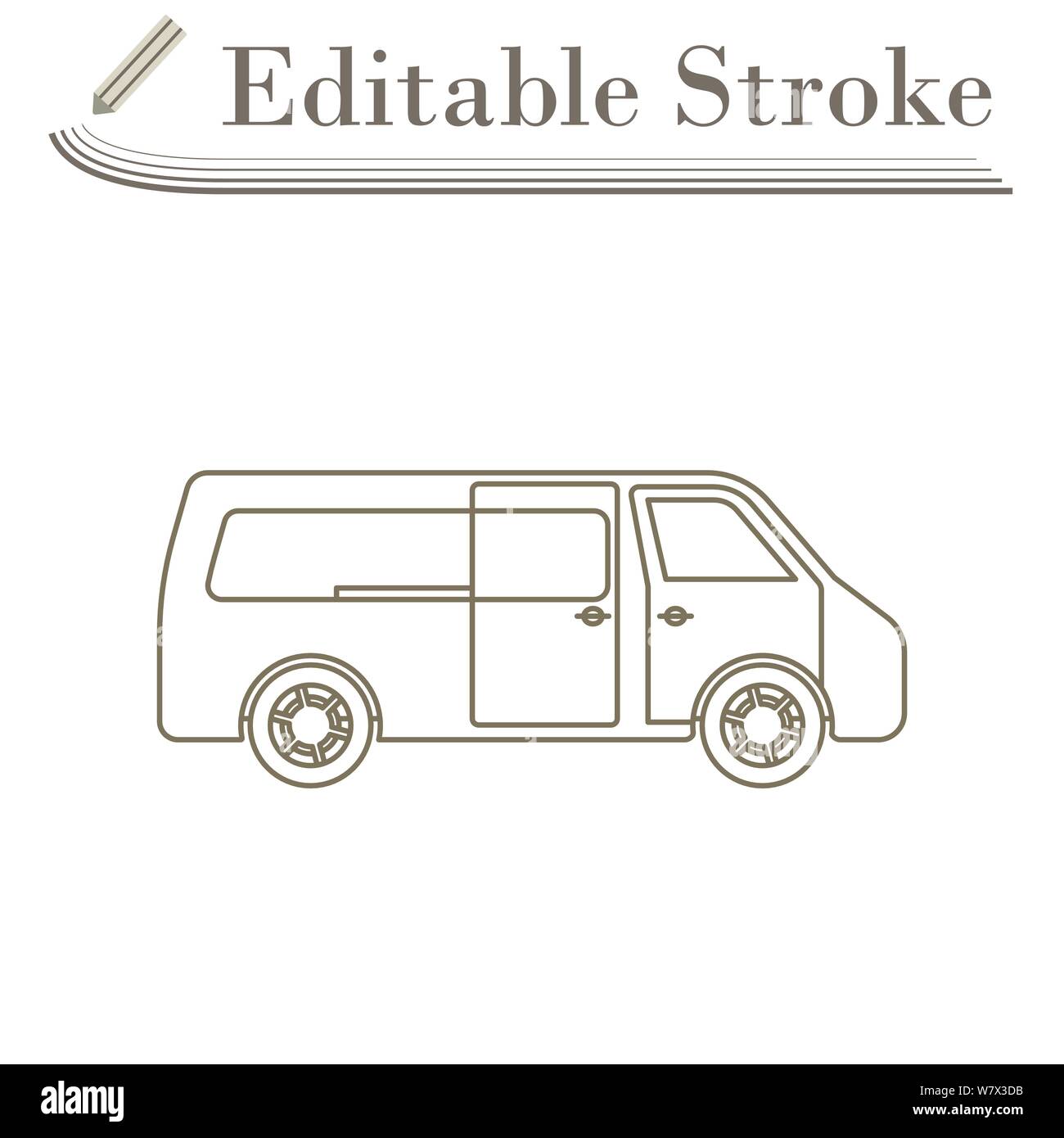 Commercial Van Icon. Editable Stroke Simple Design. Vector Illustration ...