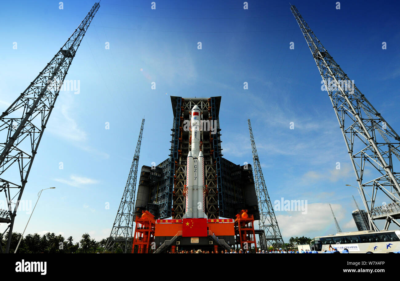 A Long March 7 (CZ-7) carrier rocket carrying China's first cargo ...