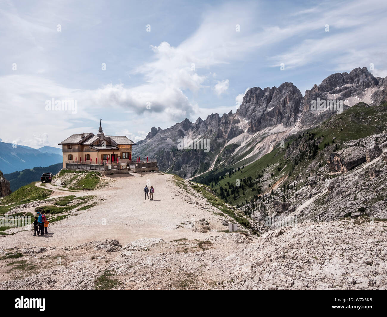 The [Paul] Preuss hut mountain refuge in the Rosengarten Group of the ...