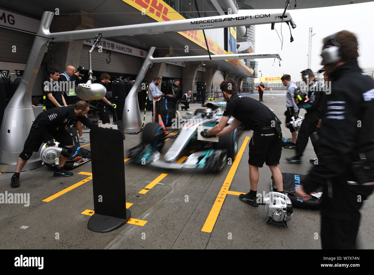 Finnish F1 driver Valtteri Bottas of Mercedes steers his car as he ...