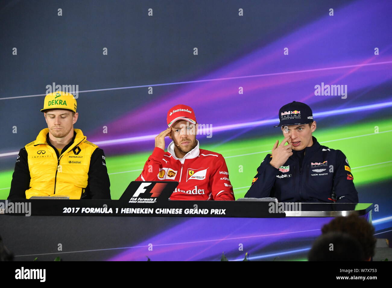 (From left) German F1 driver Nico Hulkenberg of Renault, German Formula ...