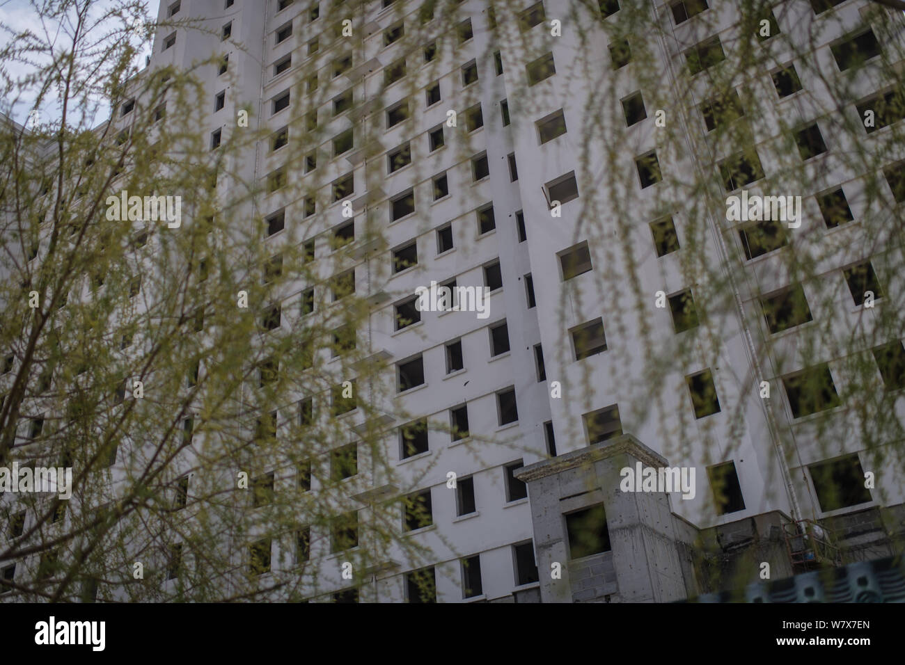 View of the construction site of a real estate project suspended in ...