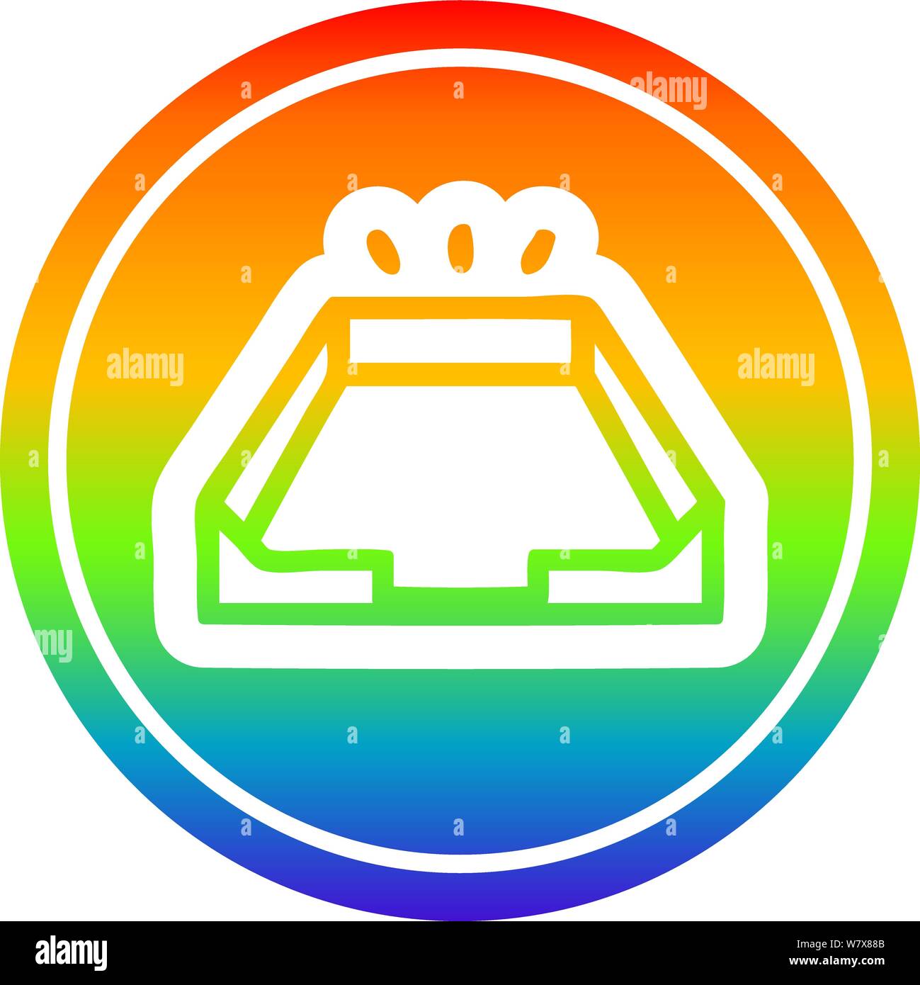 empty in tray circular icon with rainbow gradient finish Stock Vector ...