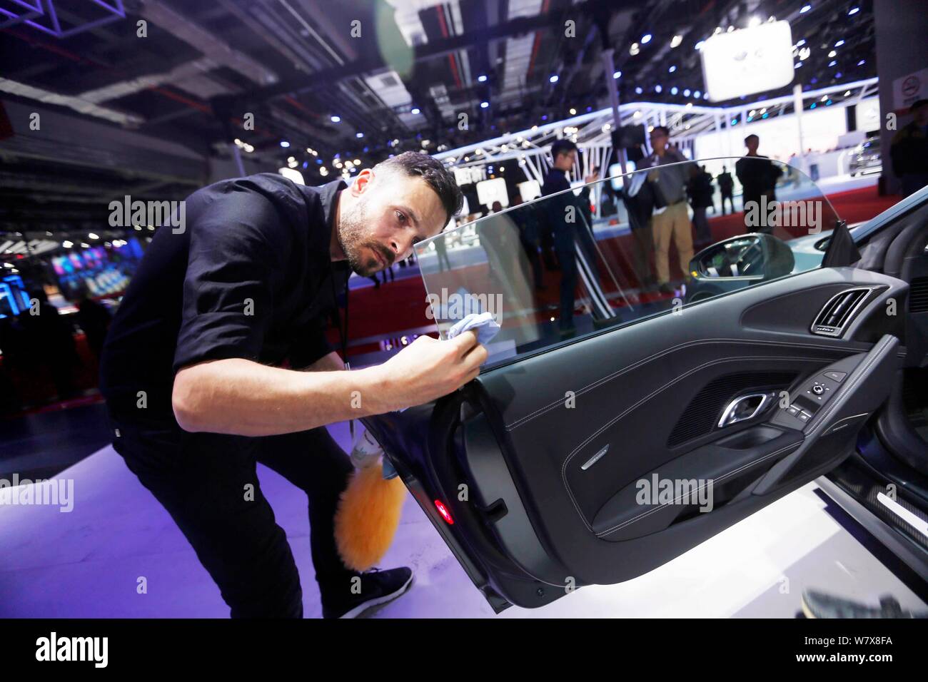 An Audi R8 V10 is on display during the 17th Shanghai International ...