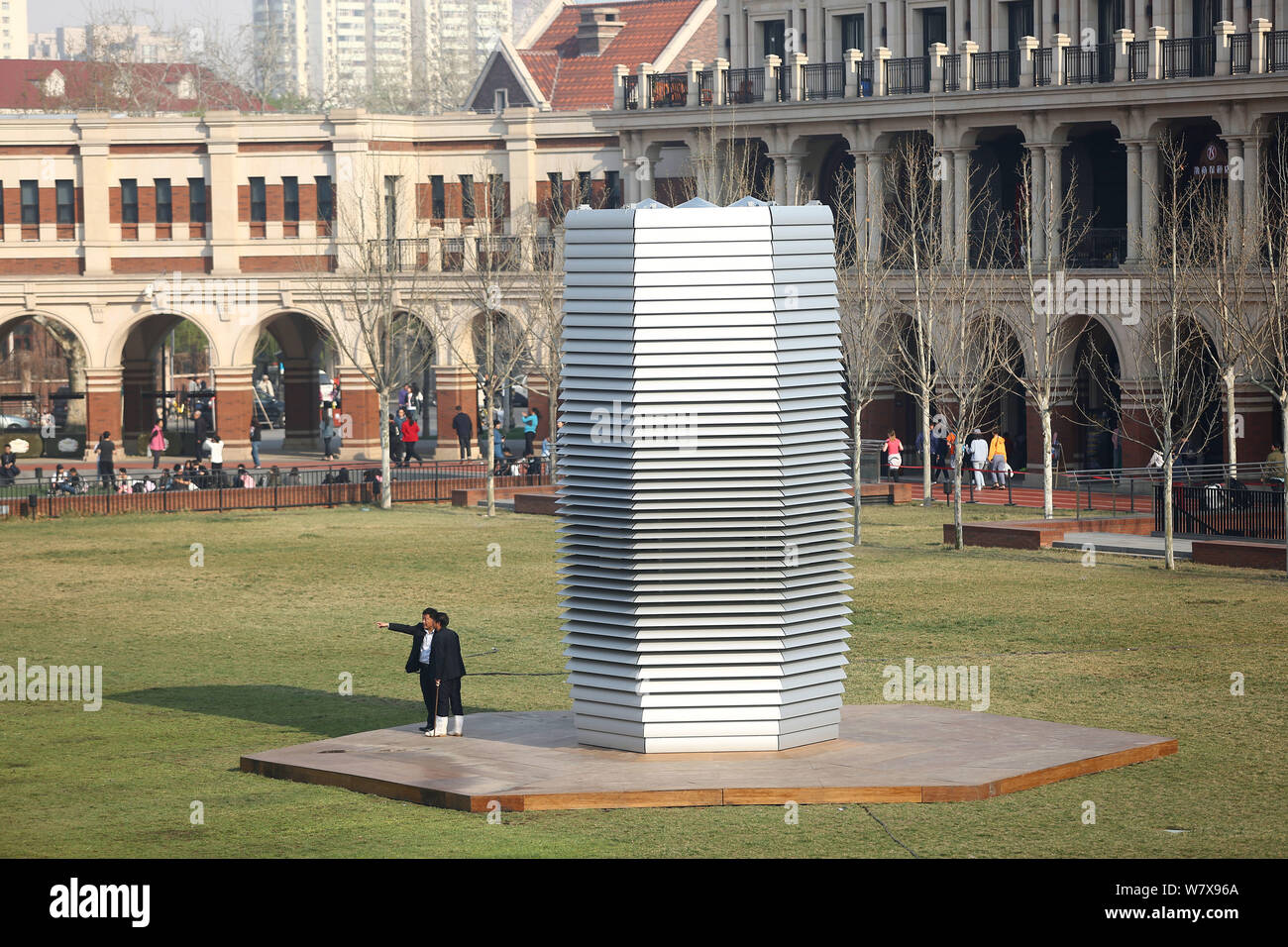 The smog filtering tower (smog free tower) is seen at Minyuan Plaza in ...