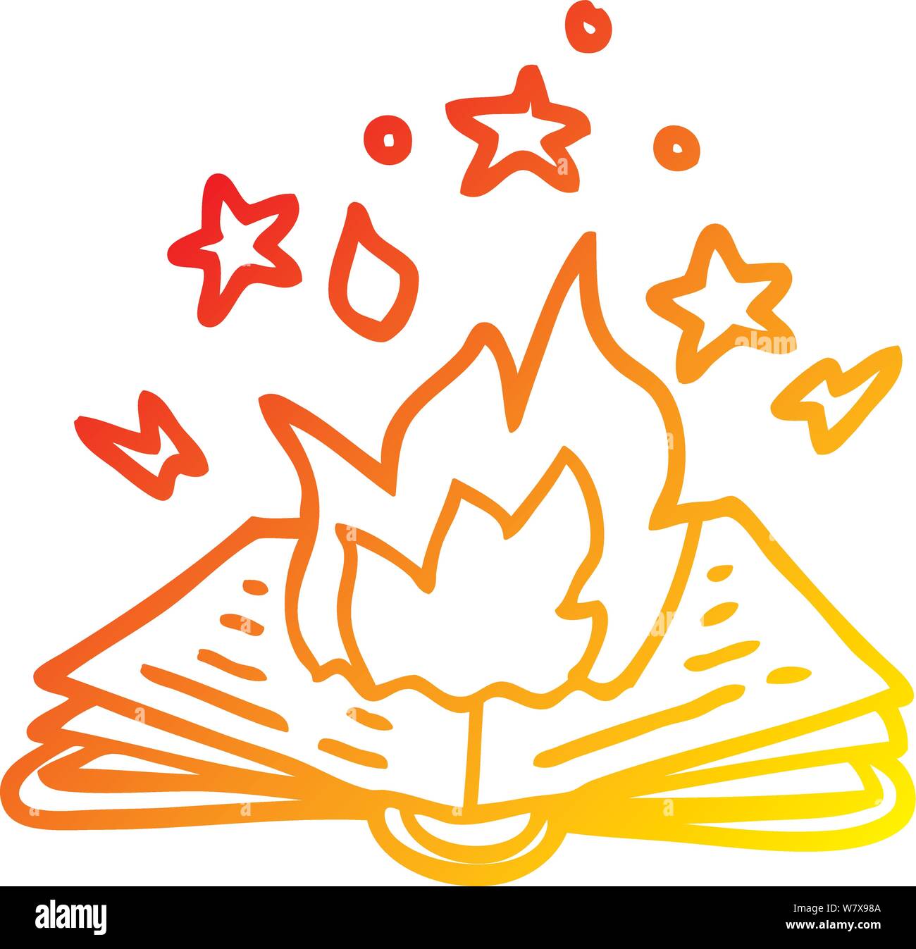 warm gradient line drawing of a cartoon spell book Stock Vector Image ...