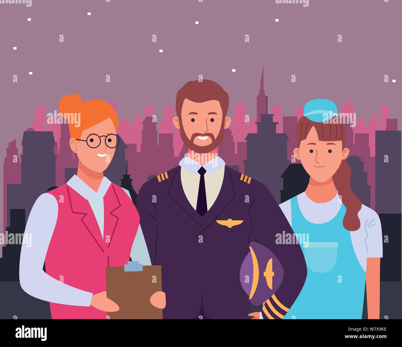 Professionals workers characters smiling cartoons Stock Vector Image ...