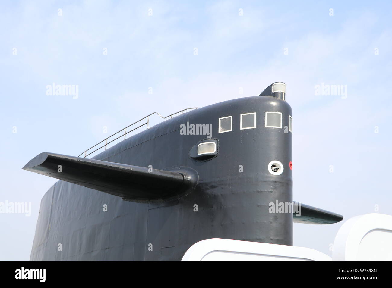 A decommissioned Type-091 nuclear submarine is on display at the ...