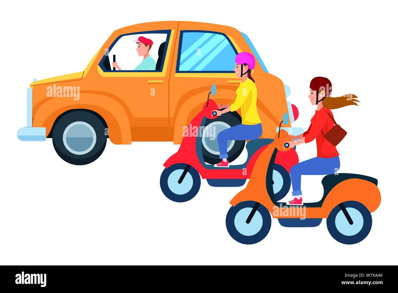 Vehicles and motorcycles with drivers riding Stock Vector Image & Art ...