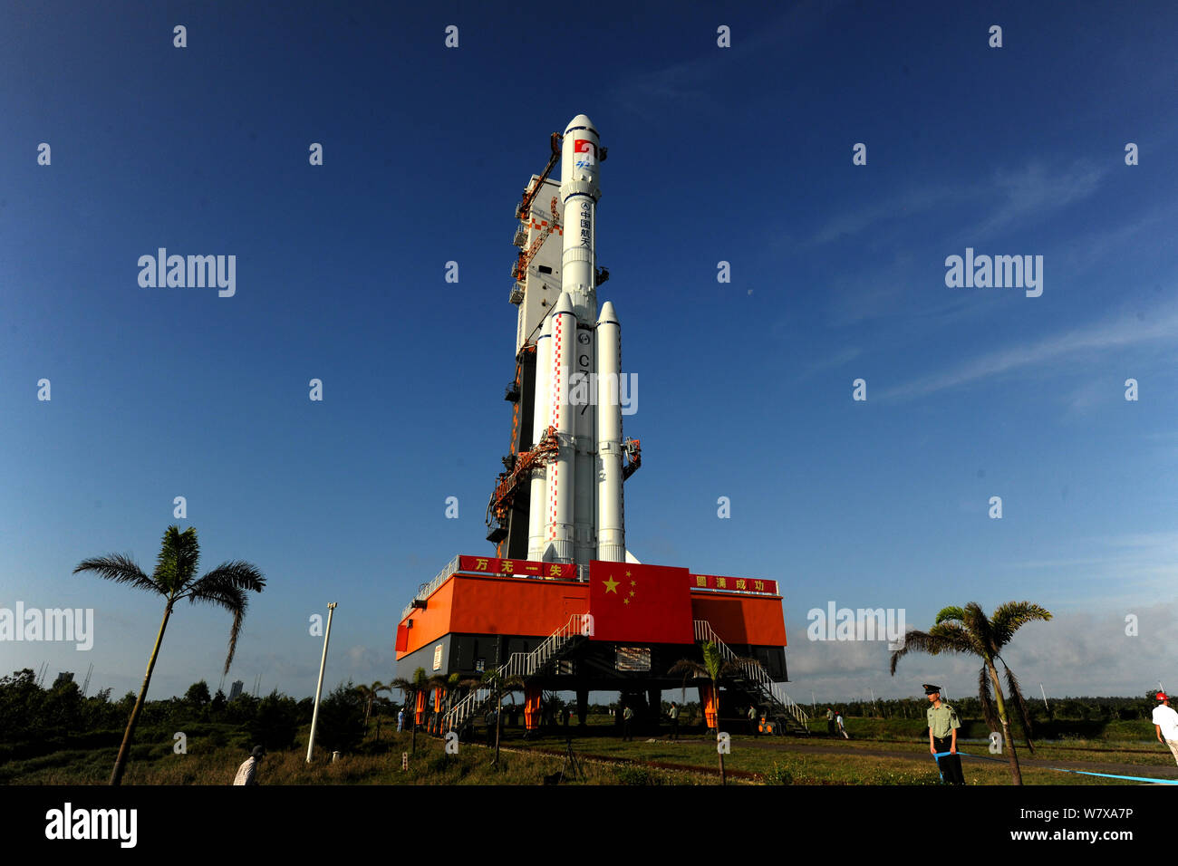A Long March 7 (CZ-7) carrier rocket carrying China's first cargo ...