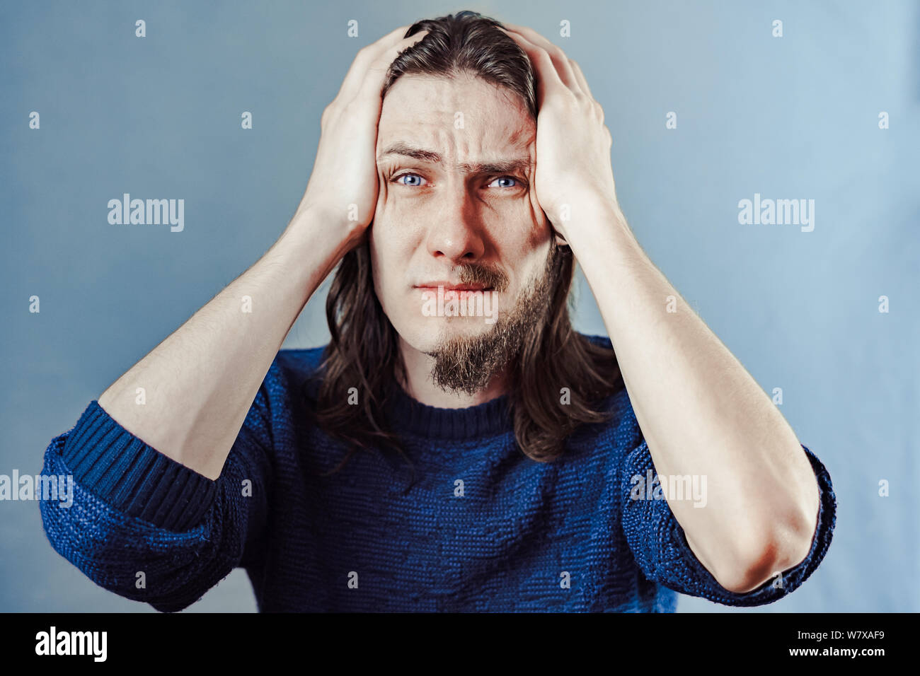 the guy with the long hair and the half-face beard Stock Photo - Alamy