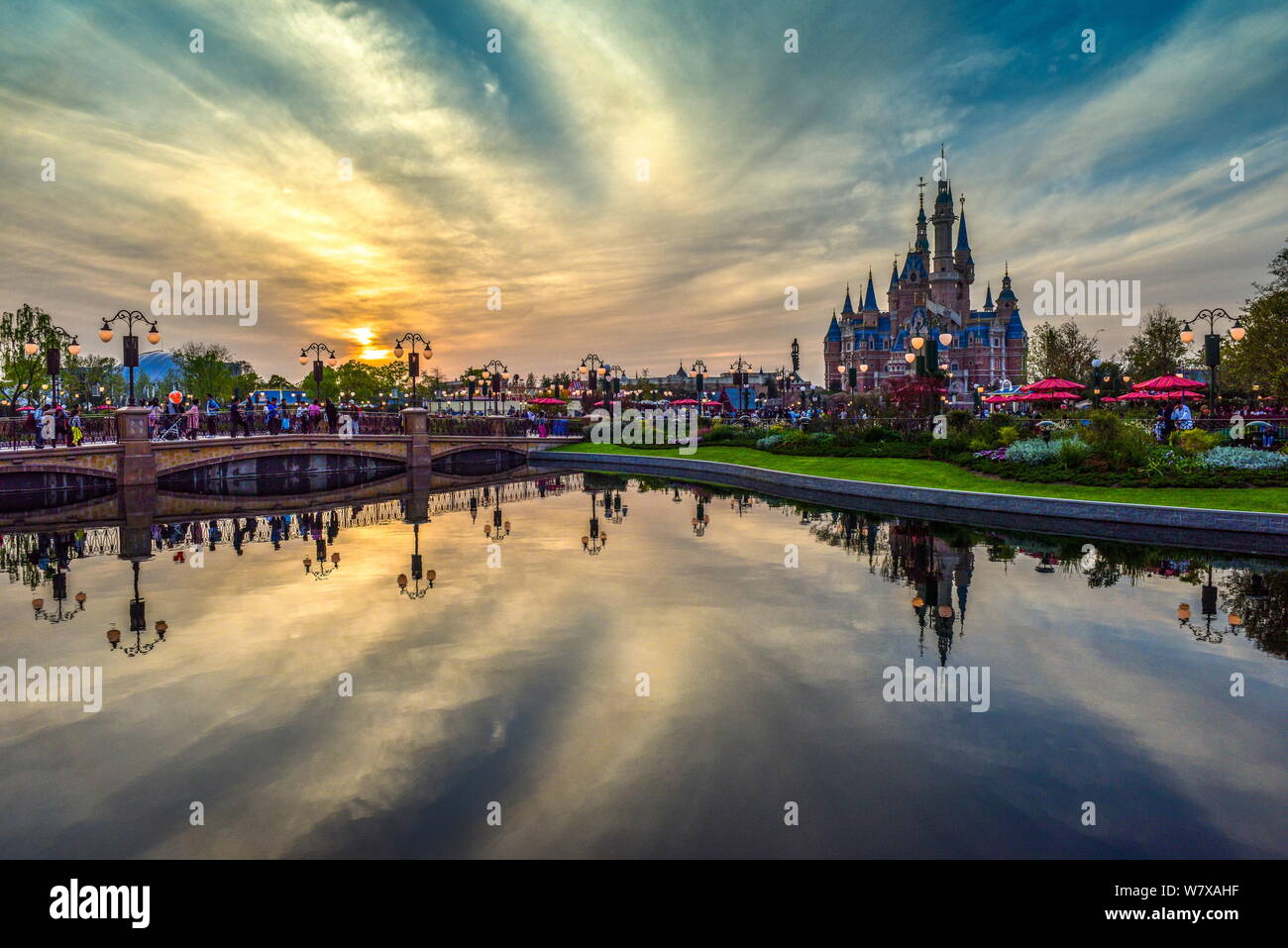 View of the Disney Castle in the Shanghai Disneyland at the Shanghai ...