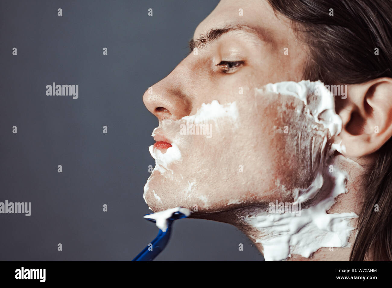 the guy with the long hair and the half-face beard Stock Photo - Alamy