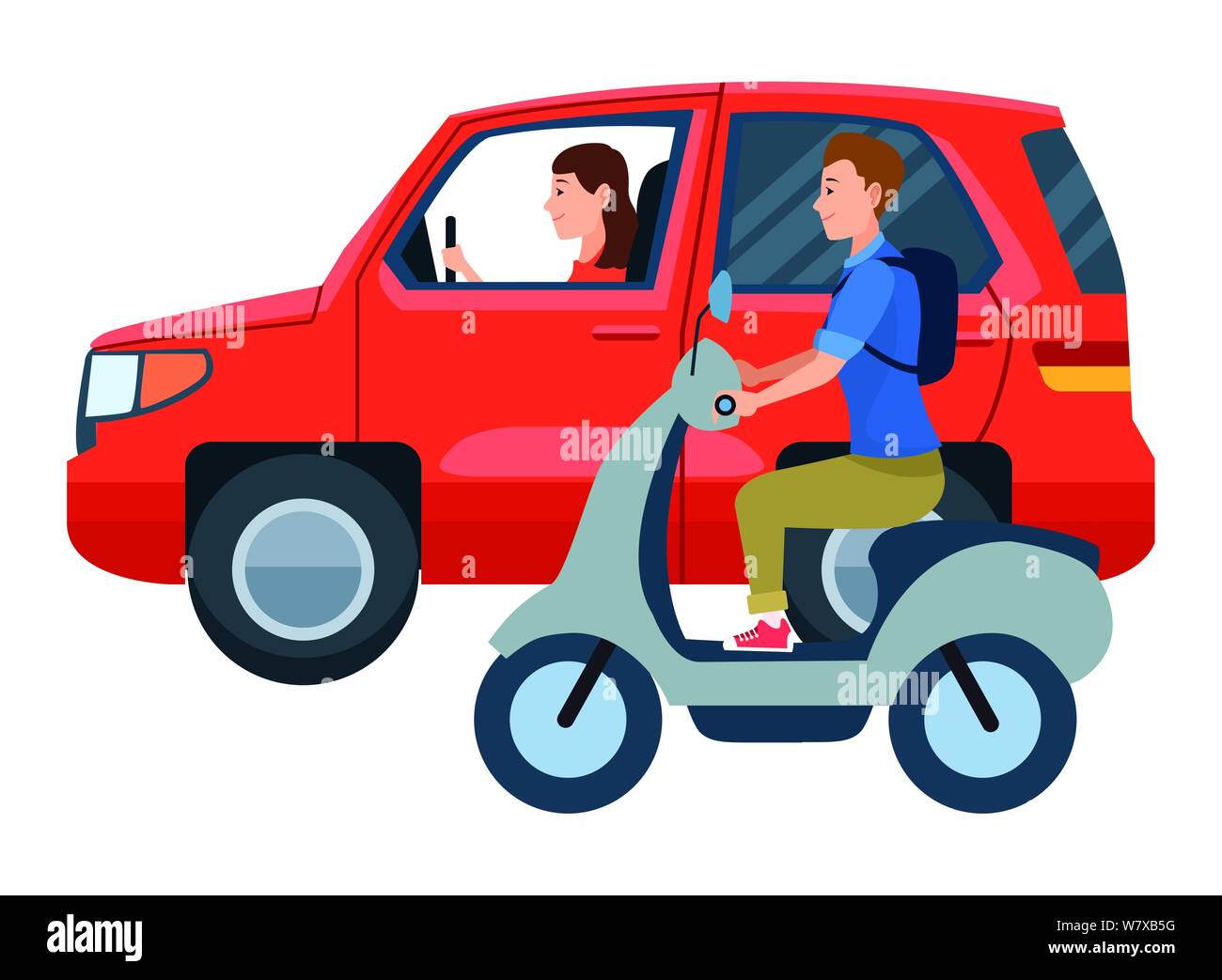 Vehicle and motorcycle with drivers riding Stock Vector Image & Art - Alamy