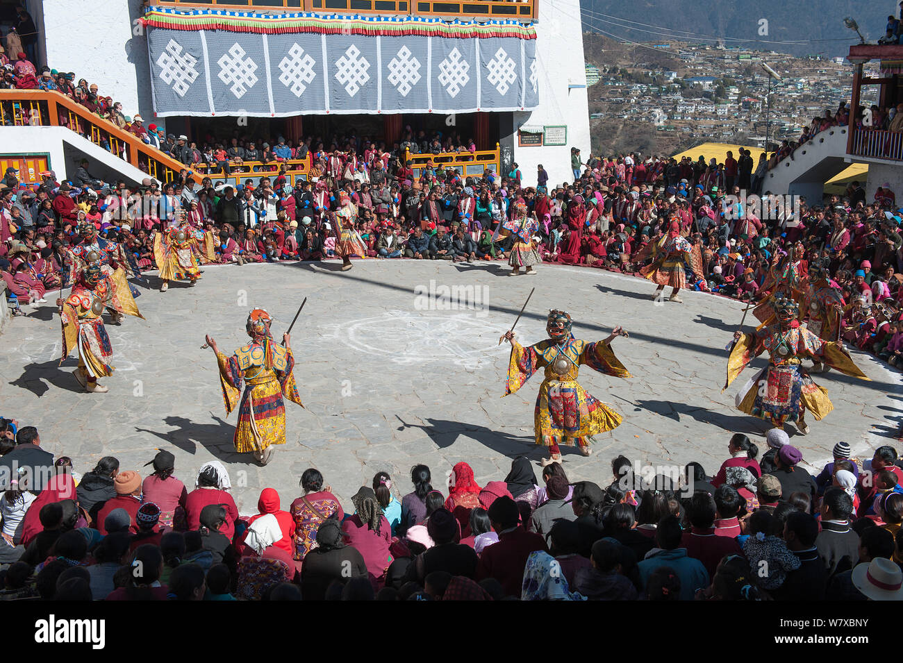 Monastic dance during Torgya festival. Galdan Namge Lhatse Monastery ...