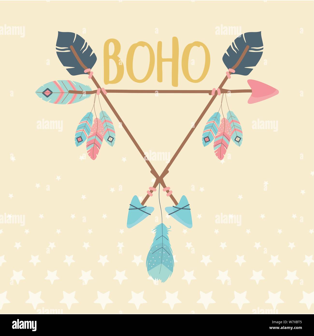 arrows with feathers decoration boho style vector illustration design ...