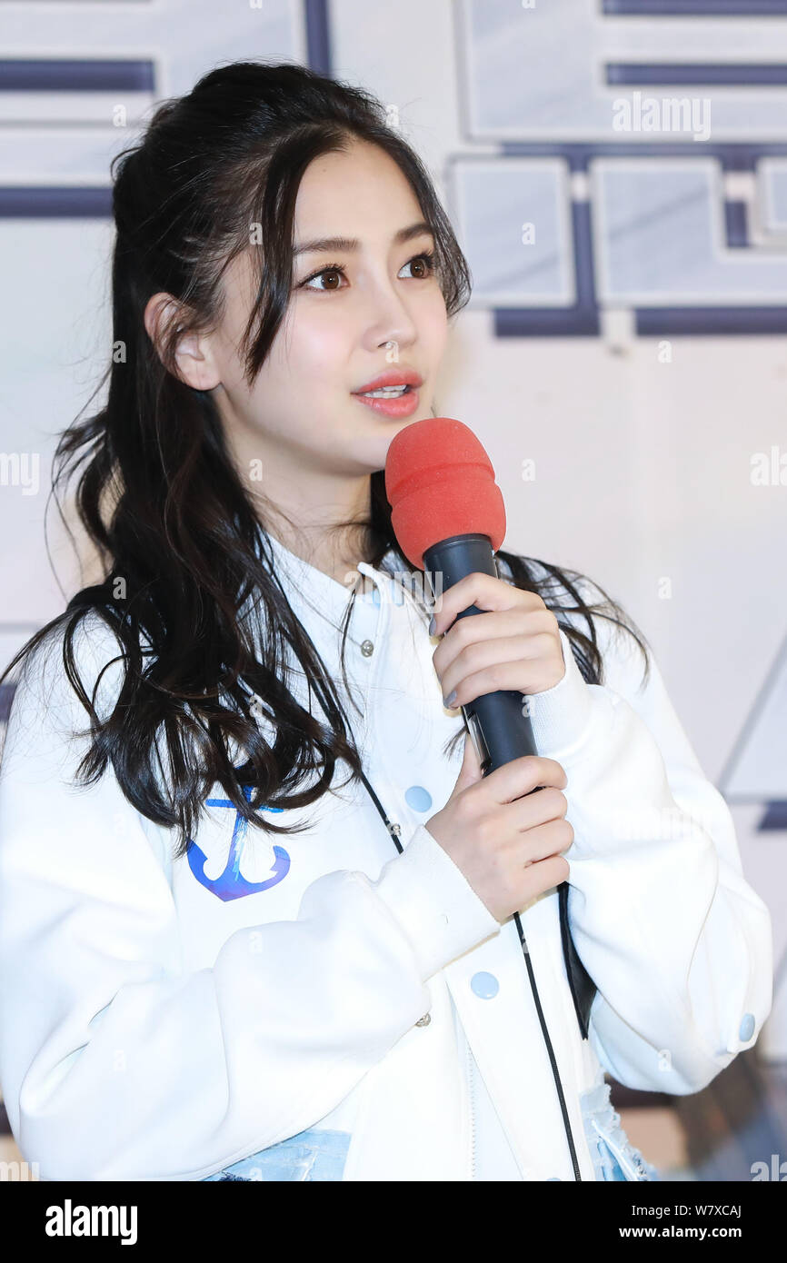 Hong Kong model and actress Angelababy takes part in a filming session ...