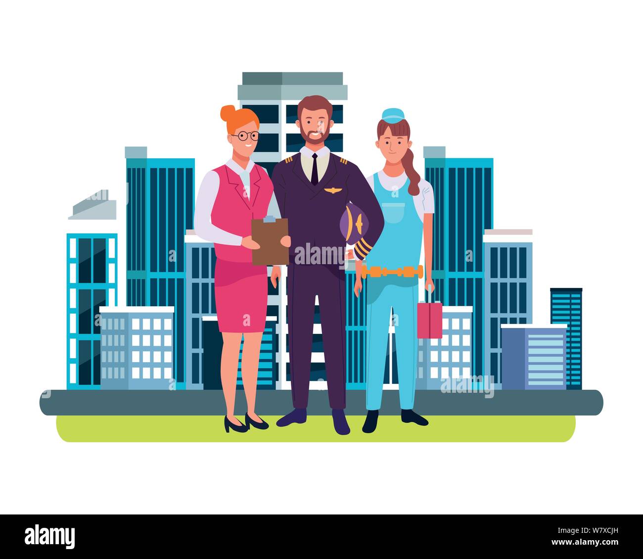 Professionals workers characters smiling cartoons Stock Vector Image ...