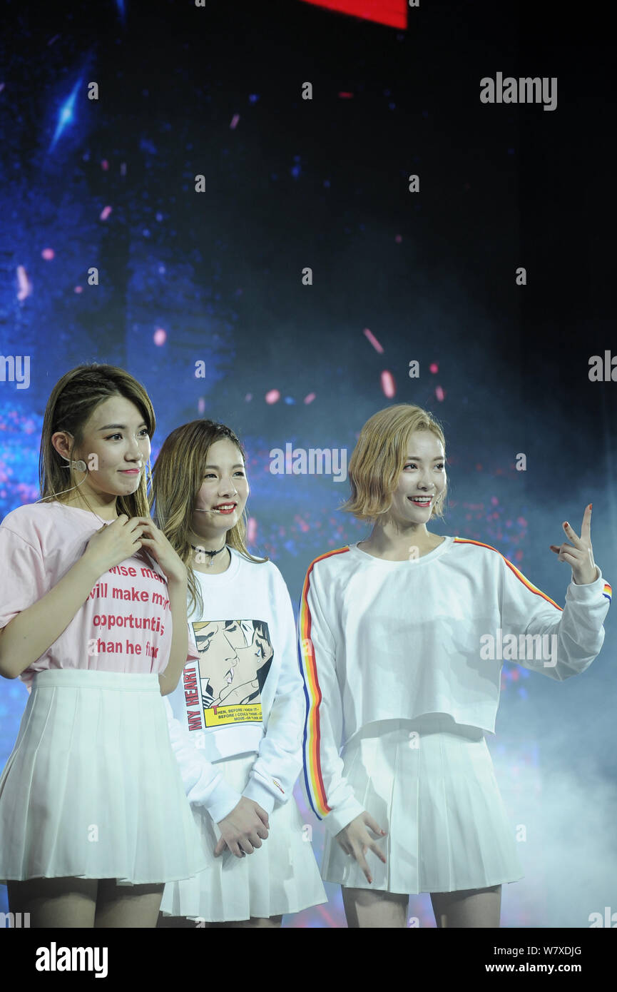 Members of SNH48 7SENSES, sub-unit of Chinese girl group SNH48, perform ...