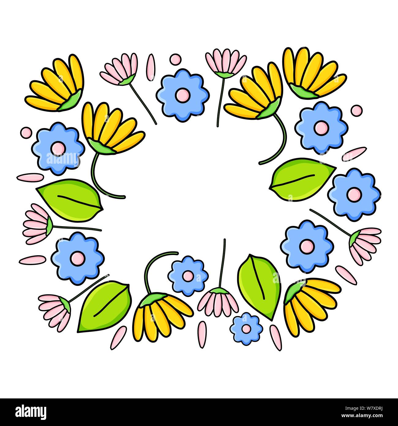 flowers garden plants decorative frame vector illustration design Stock ...
