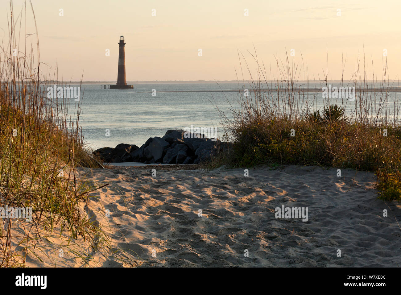 Morris Island Lighthouse viewed from the north end of Folly Island ...