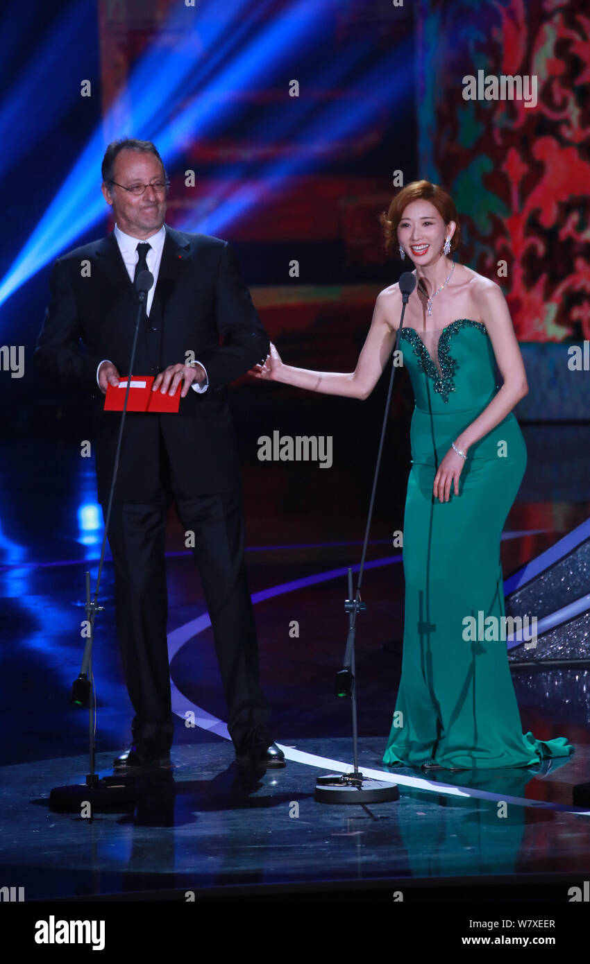 French actor Jean Reno, left, and Taiwanese model and actress Lin Chi ...