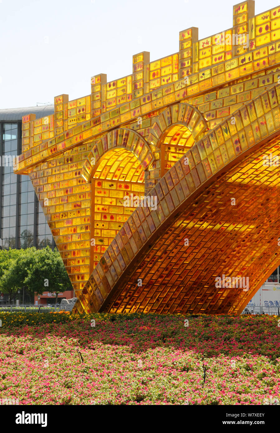 View of the newly built "Silk Road Golden Bridge" at Beijing Olympic ...