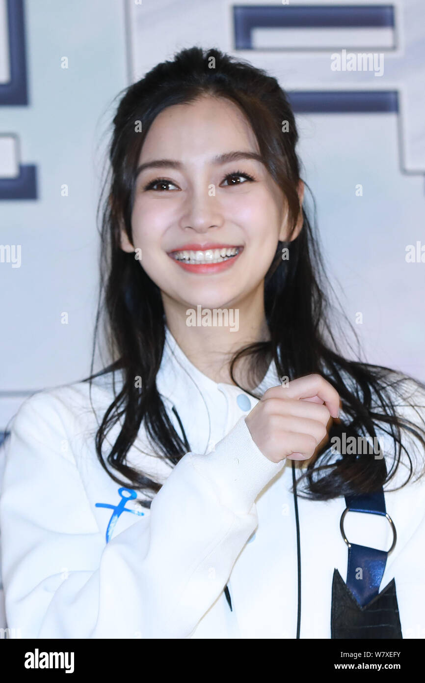 Hong Kong model and actress Angelababy takes part in a filming session ...