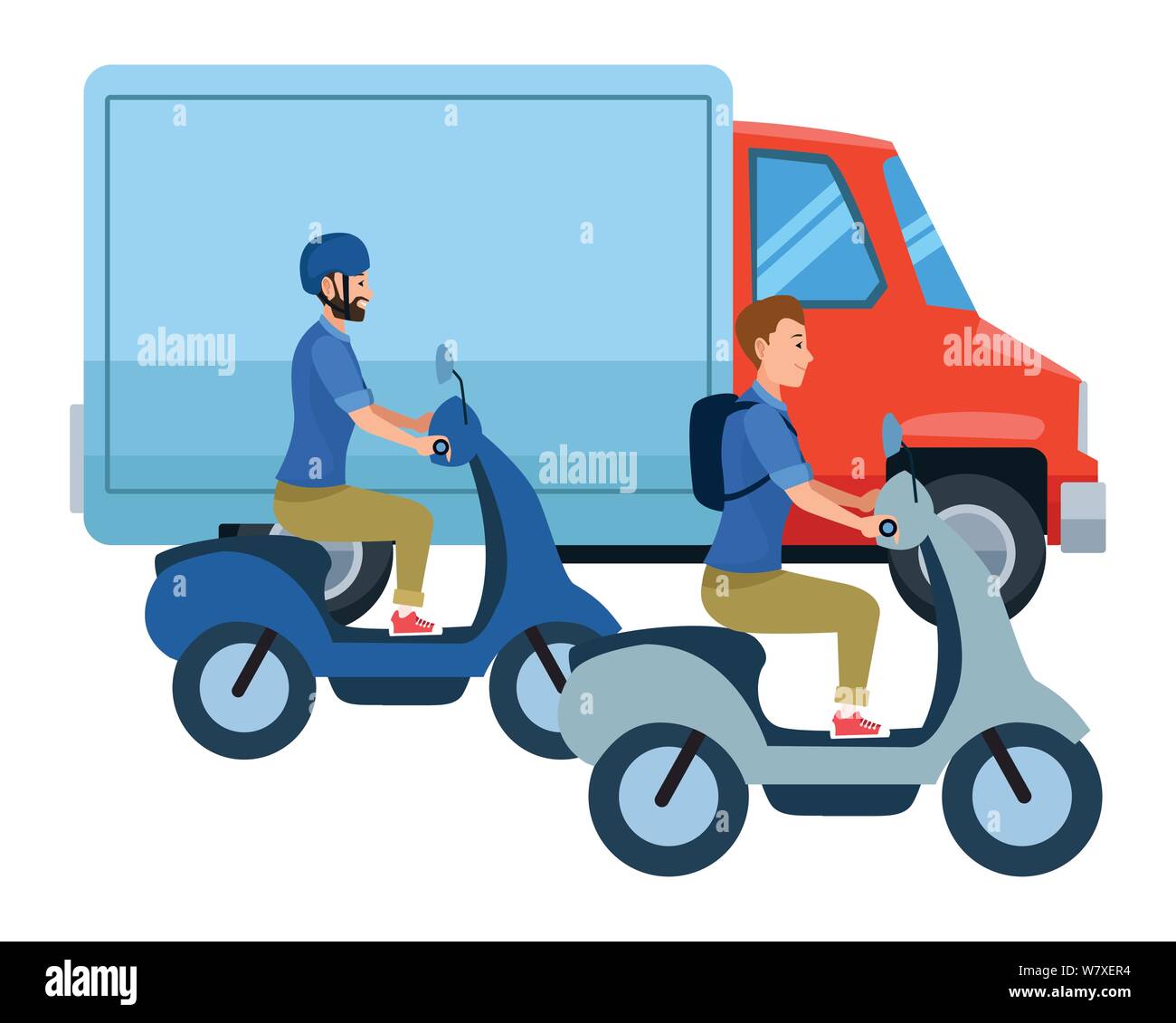 Vehicles and motorcycles with drivers riding Stock Vector Image & Art ...