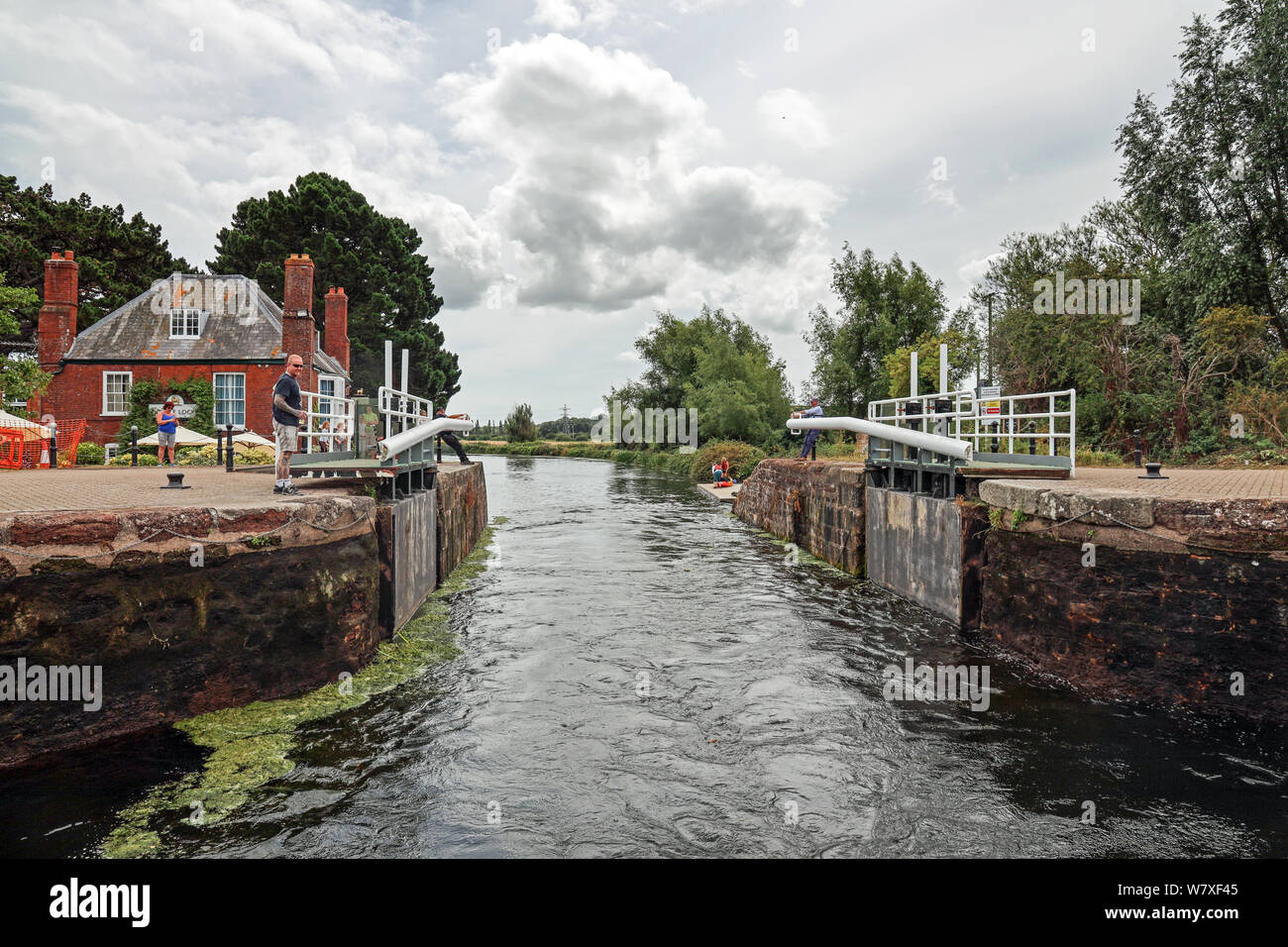 Non mechanical lock gate using person power on the Exeter Canal, Europe ...