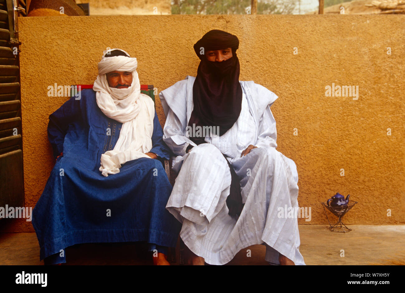 Tuareg cattle owners in traditional dress visiting Niamey, Niger, 2003 ...