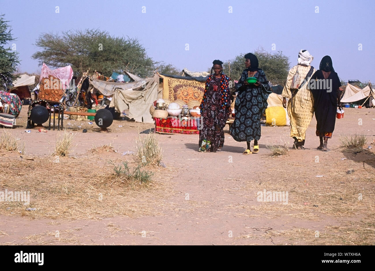 Peul / Fula people at market, gathering for ritual ceremonies, Agadez ...