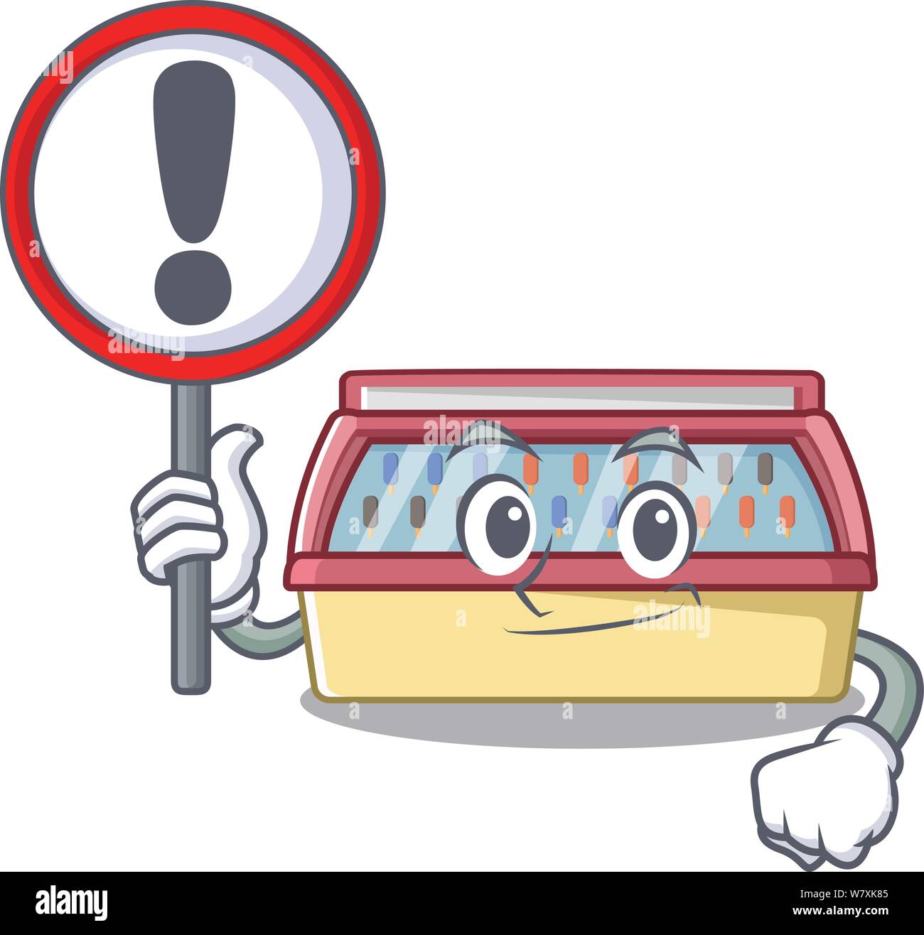 With sign ice cream freezer isolated the mascot Stock Vector Image ...