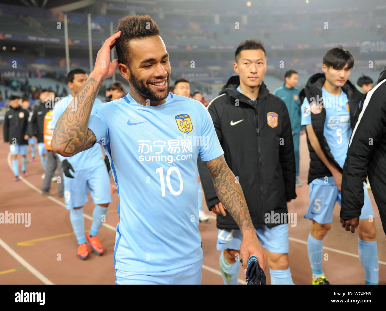 Brazilian football player Alex Teixeira of China's Jiangsu Suning F.C ...
