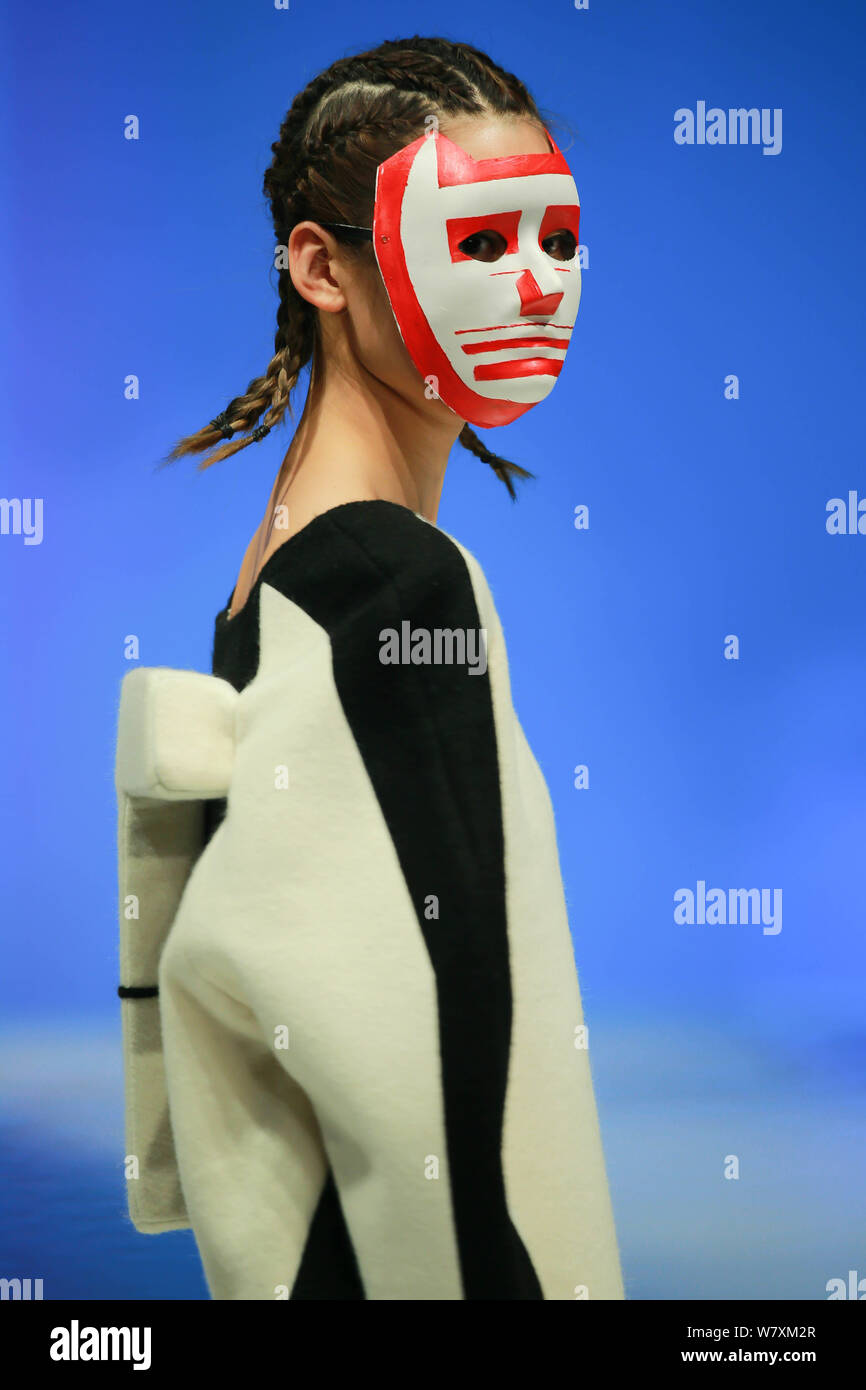 A model displays a creation by a graduate during a fashion show for ...