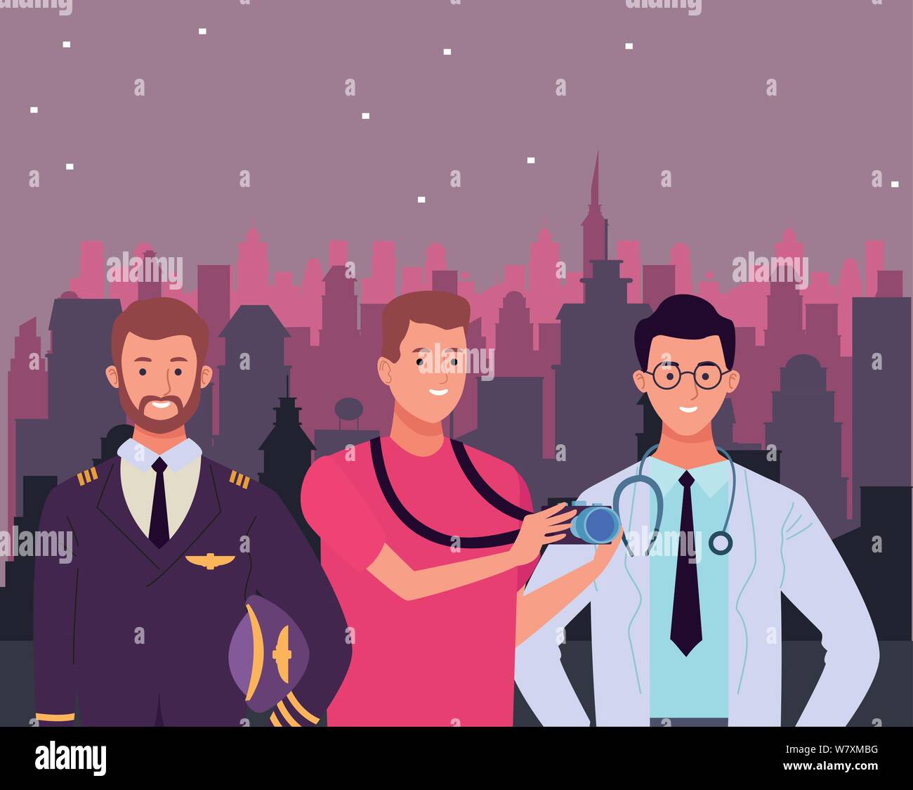 Professionals workers characters smiling cartoons Stock Vector Image ...