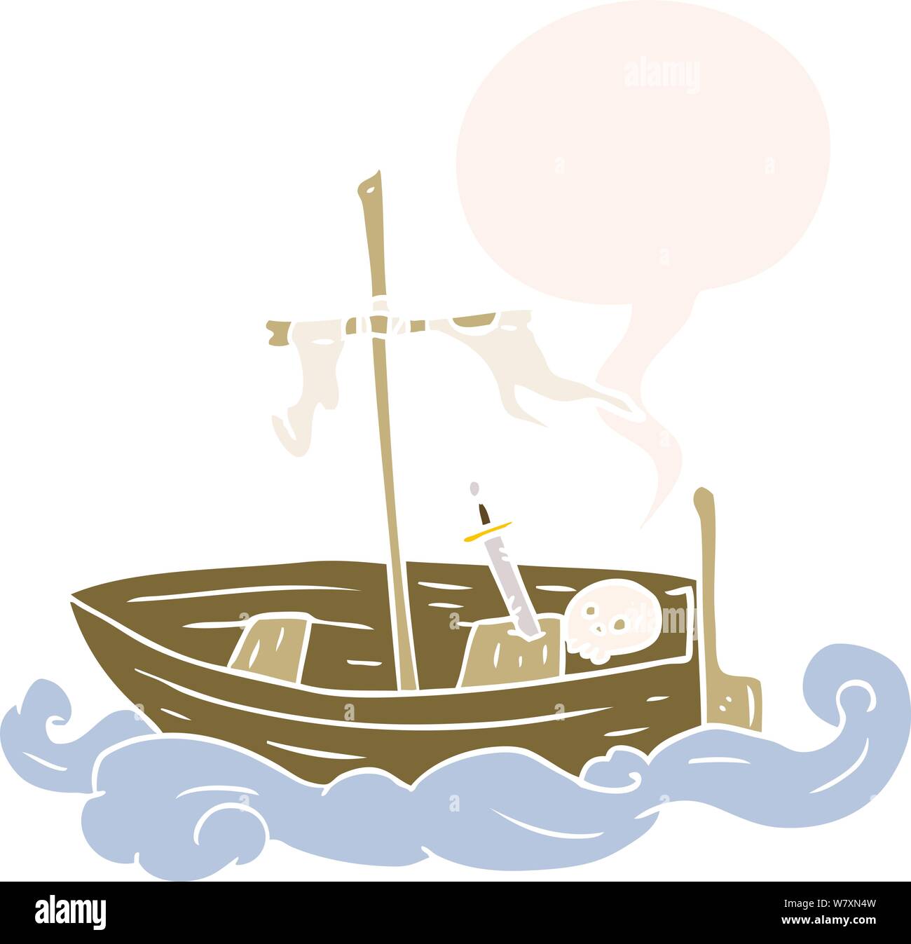 cartoon old shipwrecked boat with speech bubble in retro style Stock ...