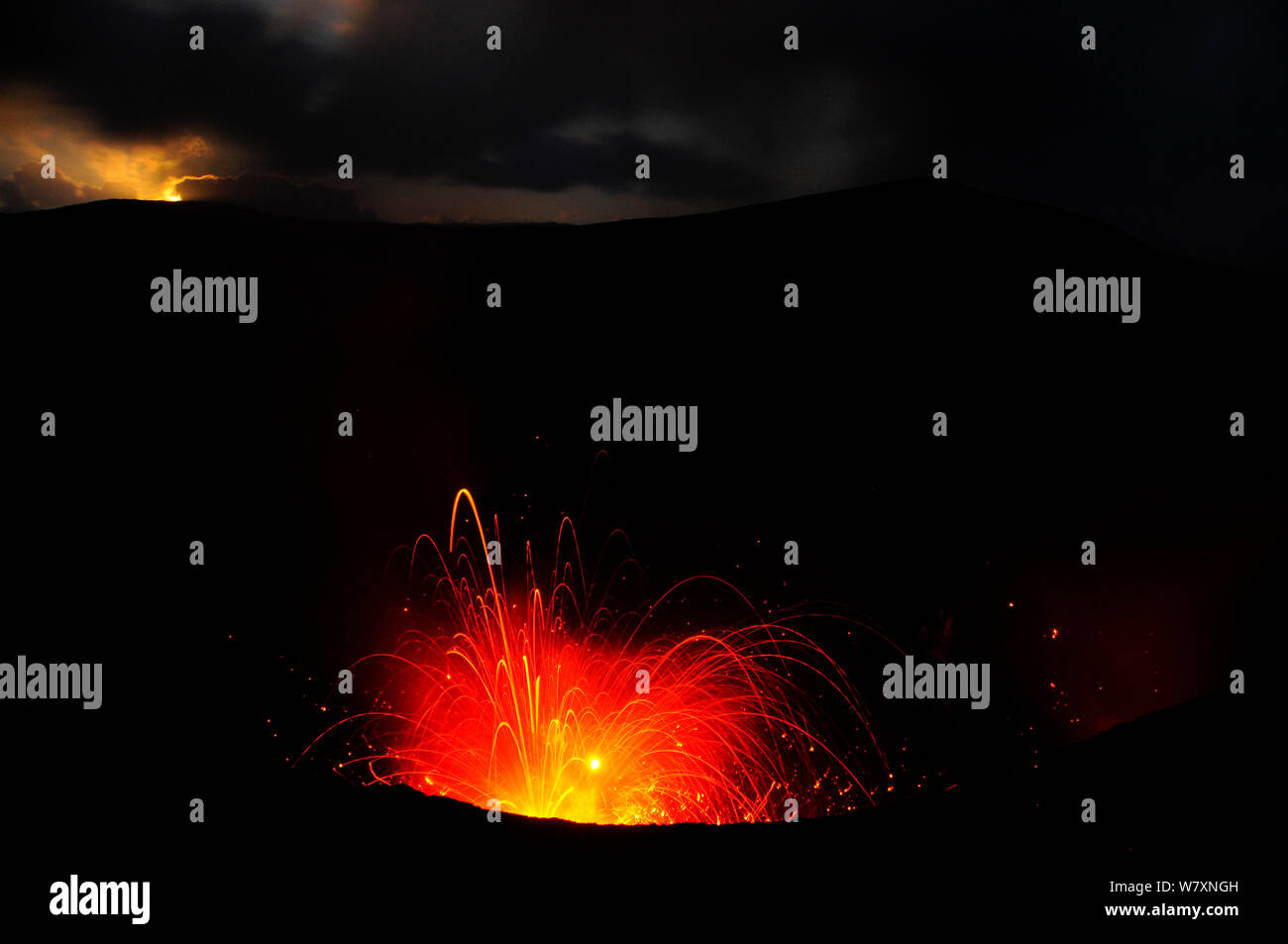 Eruption of Yasur volcano at night, Tanna Island, Vanuatu. September ...