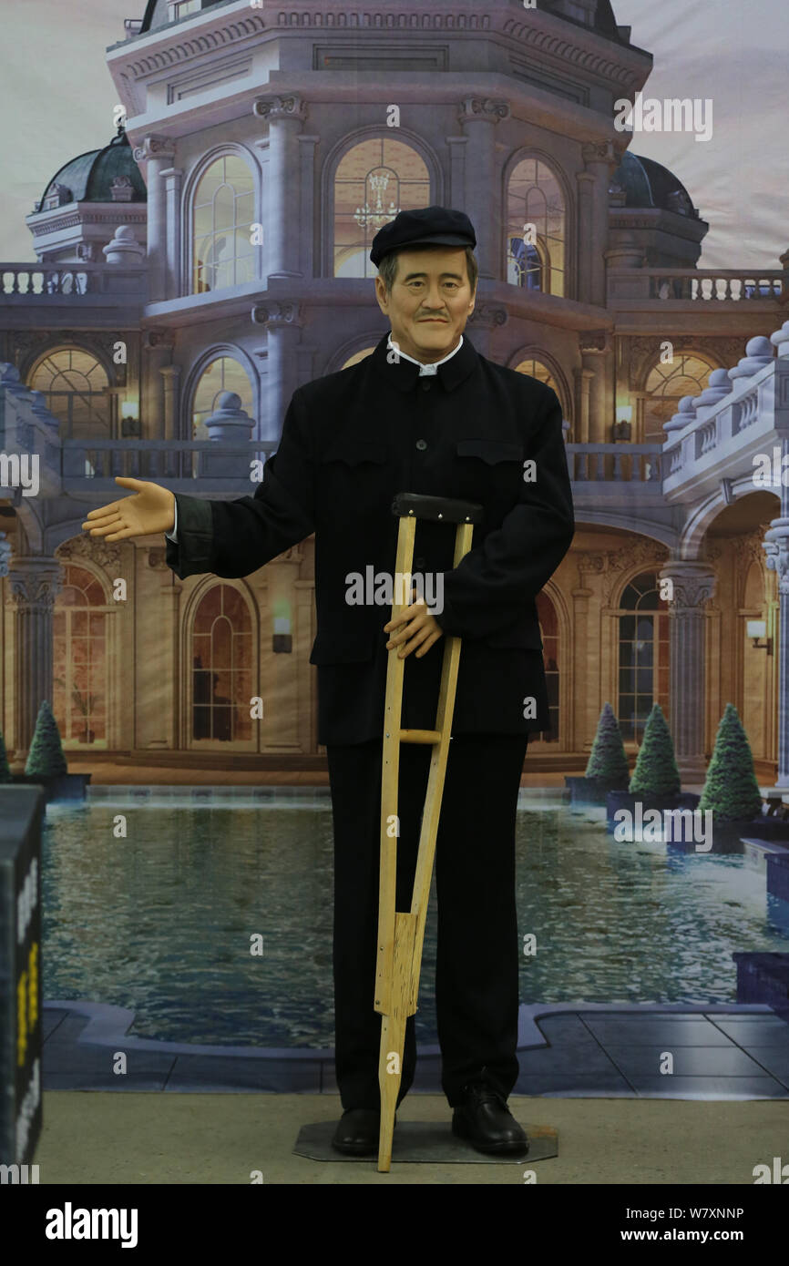 A wax figure of Chinese actor Zhao Benshan is on display at a wax ...