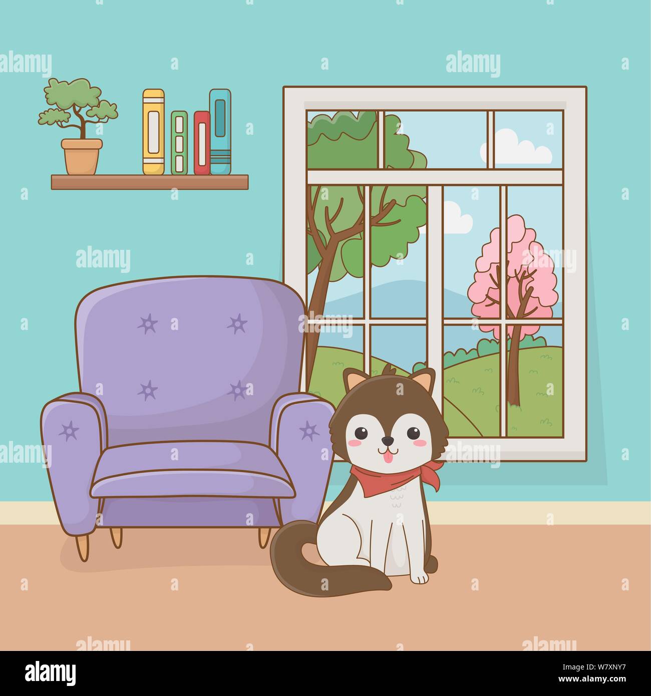 Dog in livingroom Stock Vector Images - Alamy