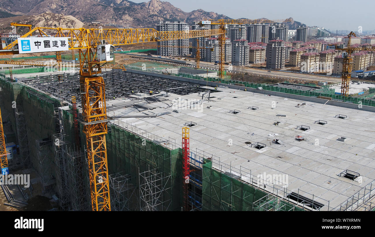An aerial view of the construction site of world's biggest film ...