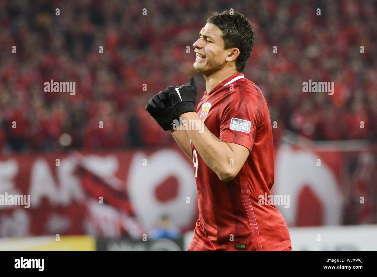 Brazilian football player Elkeson of China's Shanghai SIPG celebrates ...