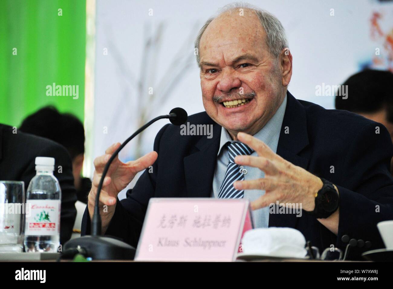 German football manager Klaus Schlappner attends a symposium with 15 ...