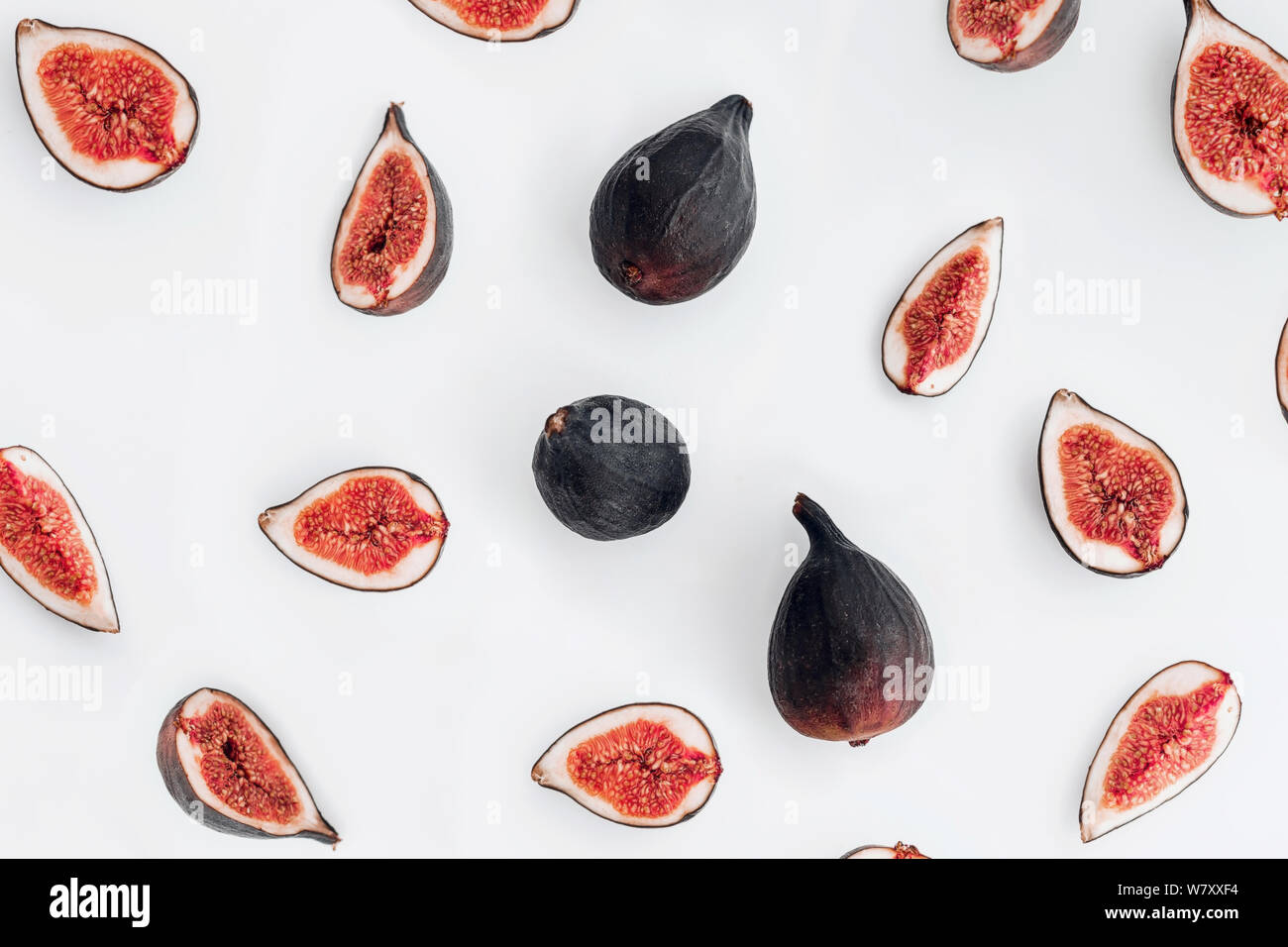 Fresh ripe figs on white background. Top view Stock Photo - Alamy