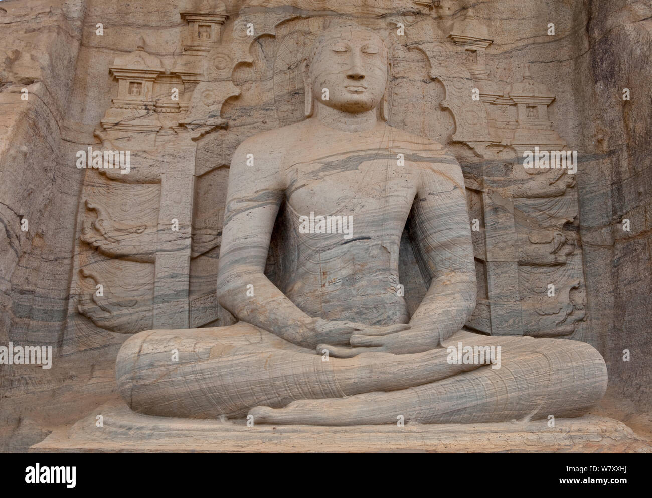 Buddha carving at Gal Vihara rock temple, Polonnaruwa, Sri Lanka Stock ...